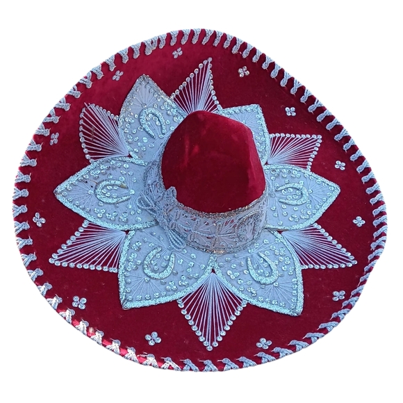 Other | Sombrero Del Charro Bright Red And Silver Color Combination ...